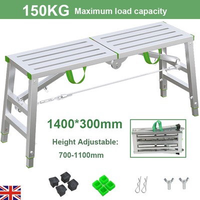 Heavy Duty Steel Hop Up Step Ladder Folding Stool Work Bench Platform ...