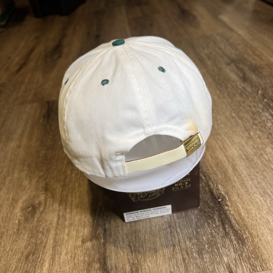 Vintage 80s Meadows Golf Course Hat Leather Strap White Green Country ...
