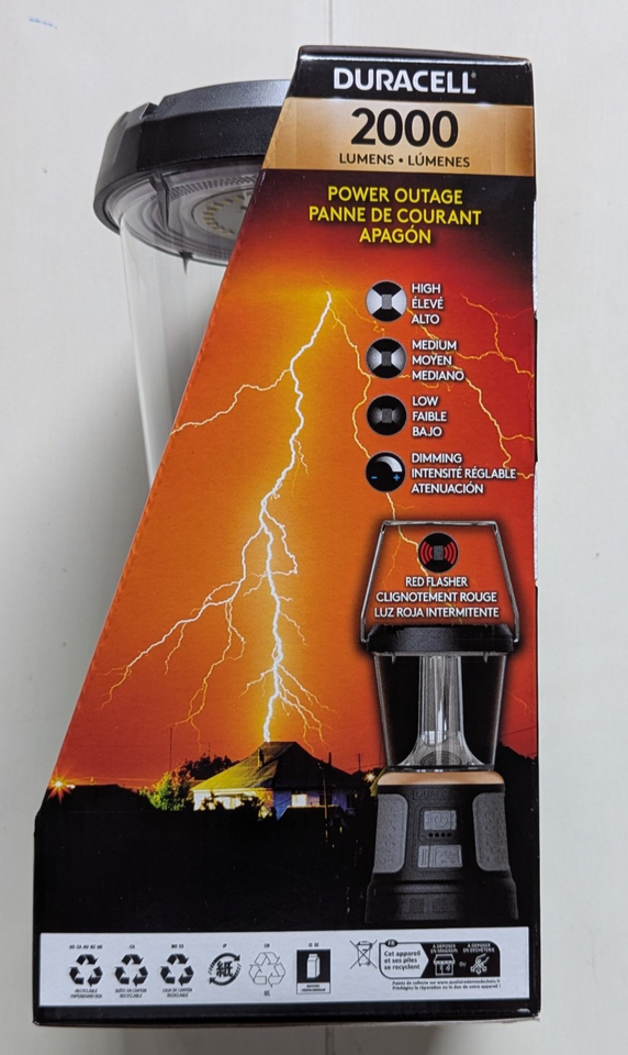Duracell TRI-Power 2000 Lumen LED Solar + USB Rechargable Lantern Light ...