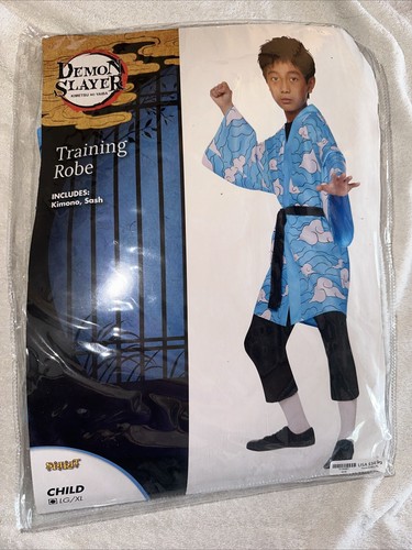Kids Demon Slayer Training Robe Costume Child Size LG/ XL Kimono W/Sash ...