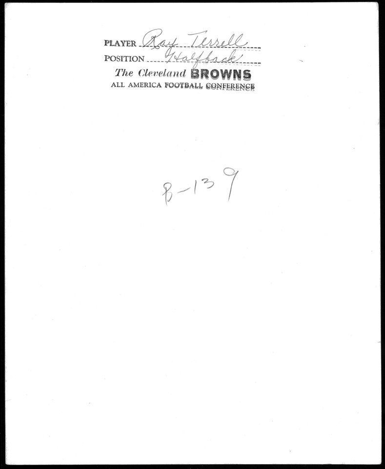 Ray Terrell Cleveland Browns 1946 Team-issued 8x10 Vintage Original ...