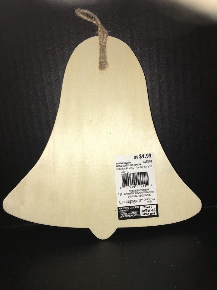 Celebrate It Christmas Large 7.5" Wooden Hanging Bell Plaque 🔔 New | eBay