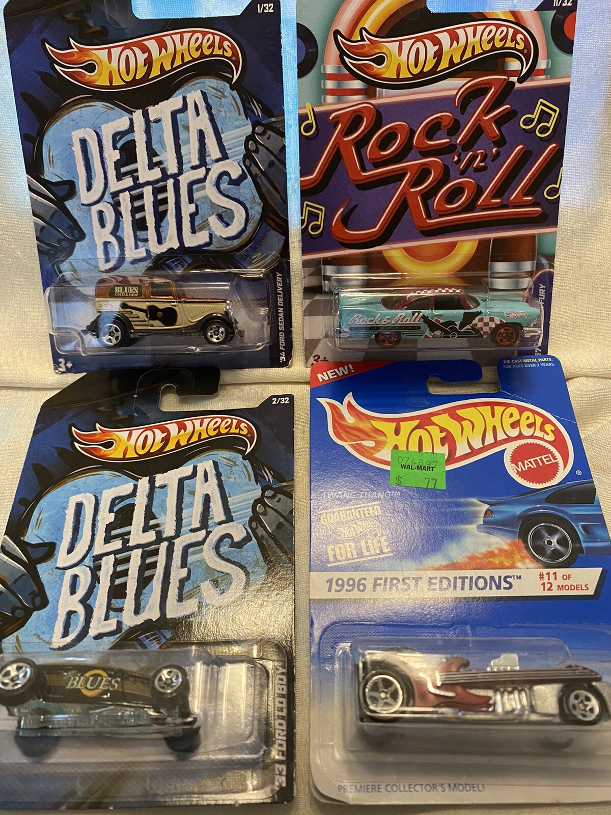 Hot Wheels set 4 New music themed guitars Rock n Roll & Blues cars NIP ...