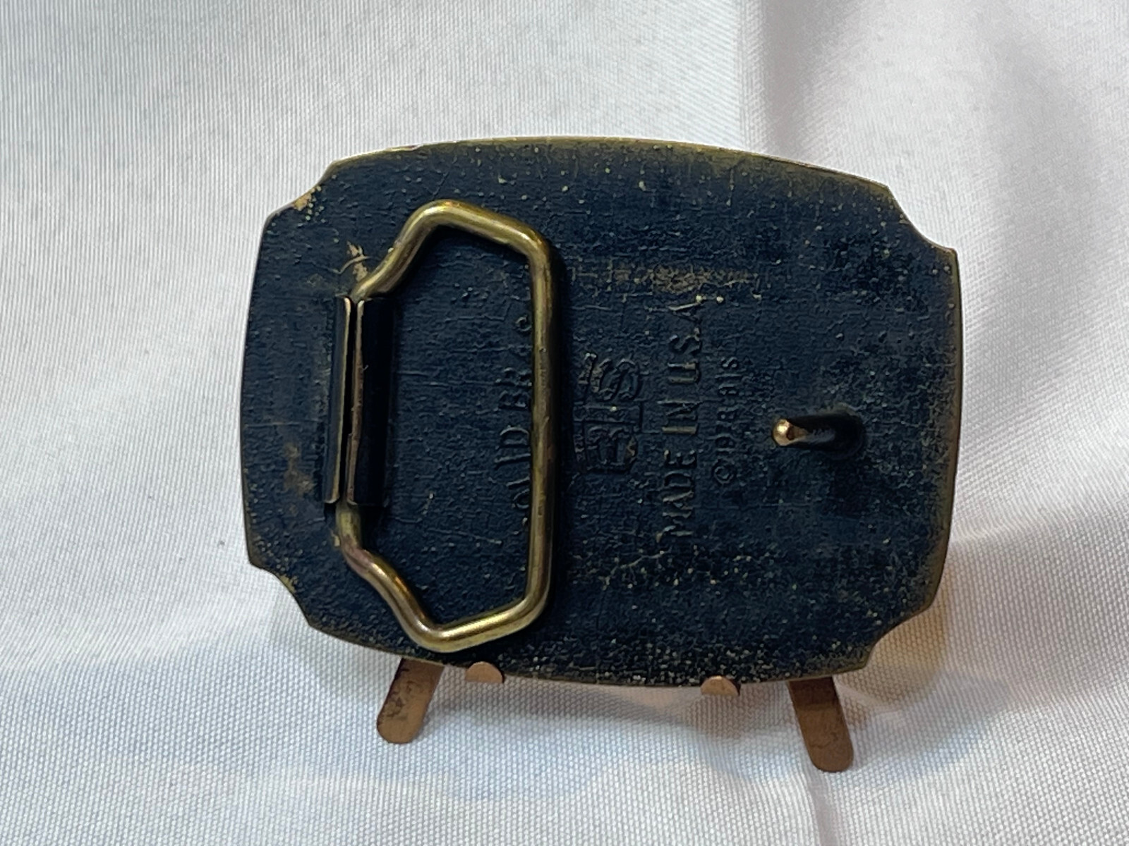 1978 Vtg BTS Solid Brass Belt Buckle Two Male Bucks D… - Gem