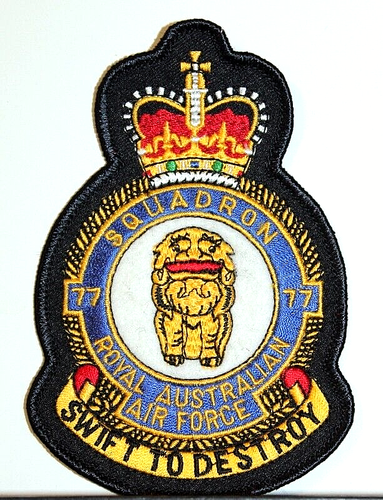 Royal Australian Air Force Number 77 Squadron Crest Insignia Badge ...