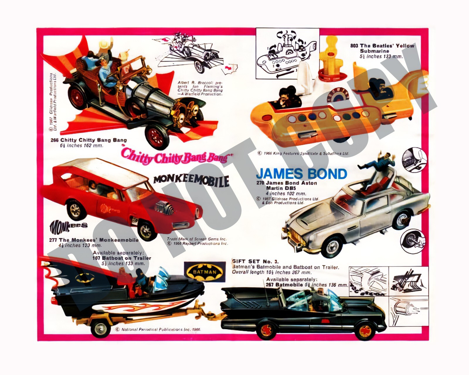 Gorgi Batmobile Monkees Beatles Yellow Submarine Car Magazine Ad 8x10 ...