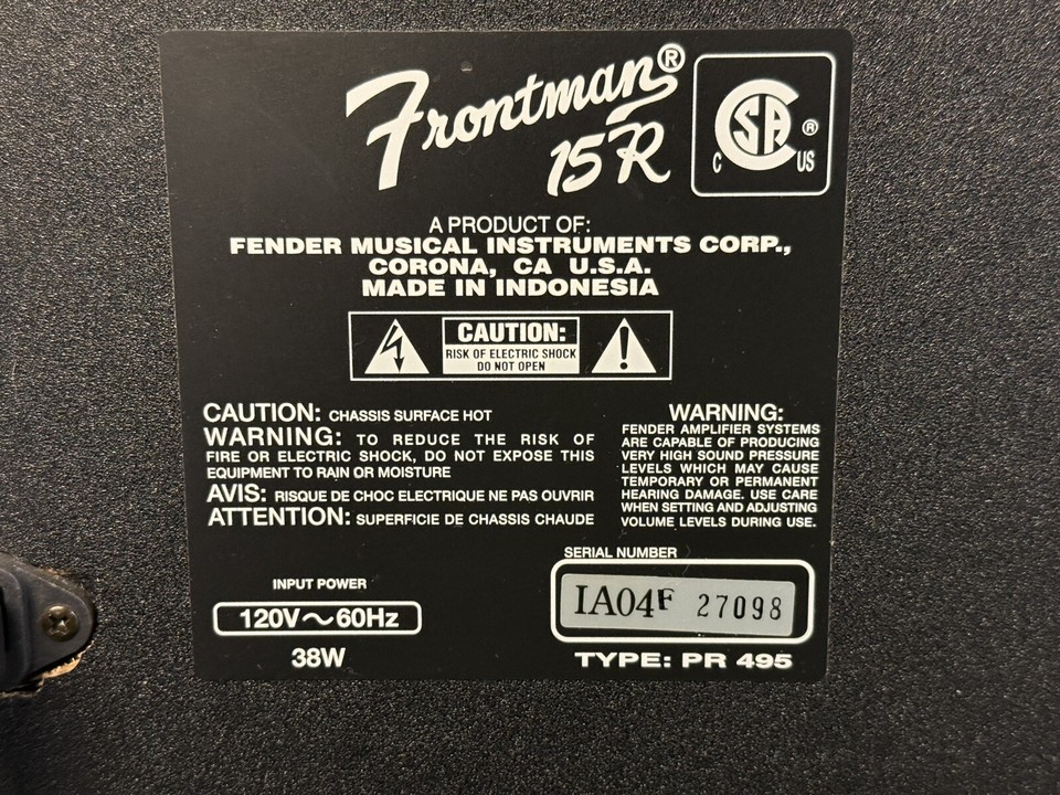 Perfect Fender Frontman 15R Guitar Amplifier Amp Sounds Has Reverb Used ...