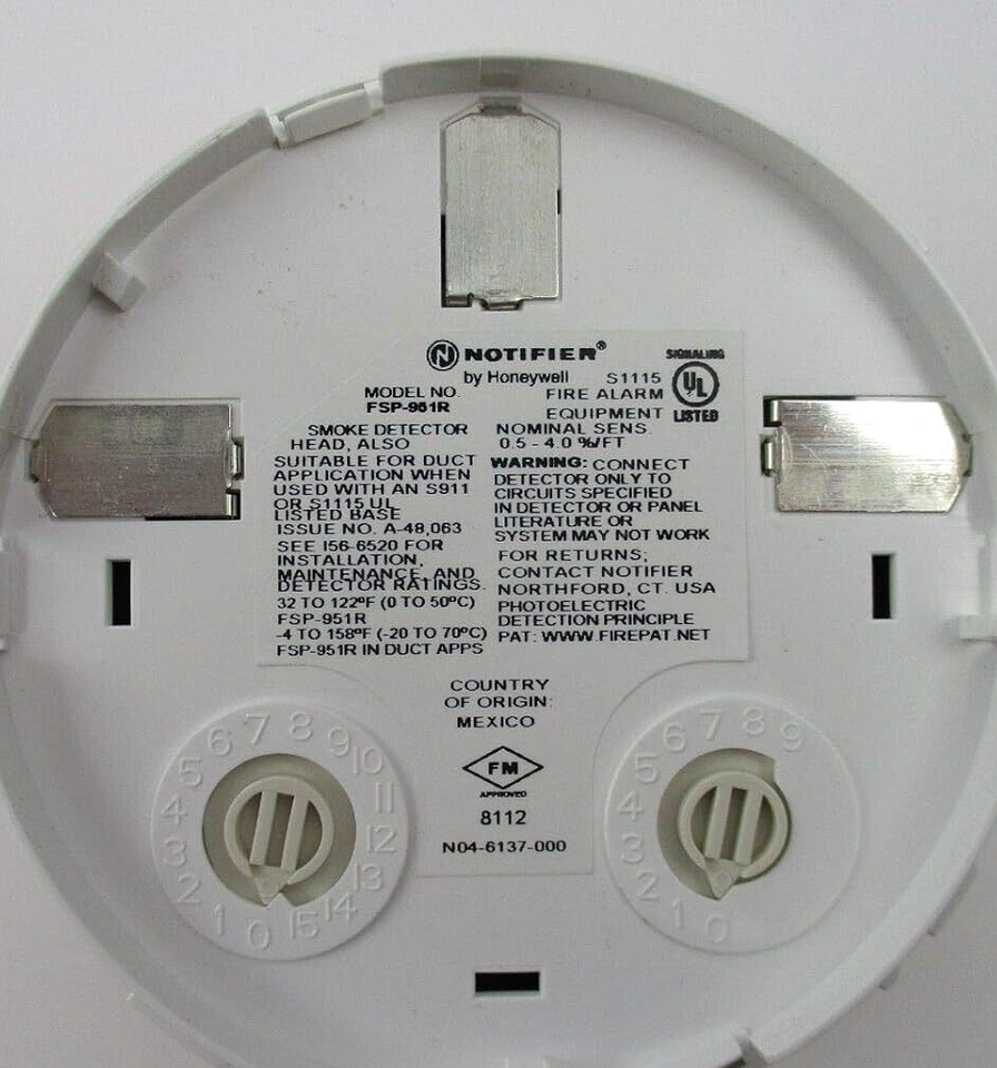 NOTIFIER FSP-951R REMOTE TEST CAPABLE PHOTOELECTRIC SMOKE DETECTOR NEW ...