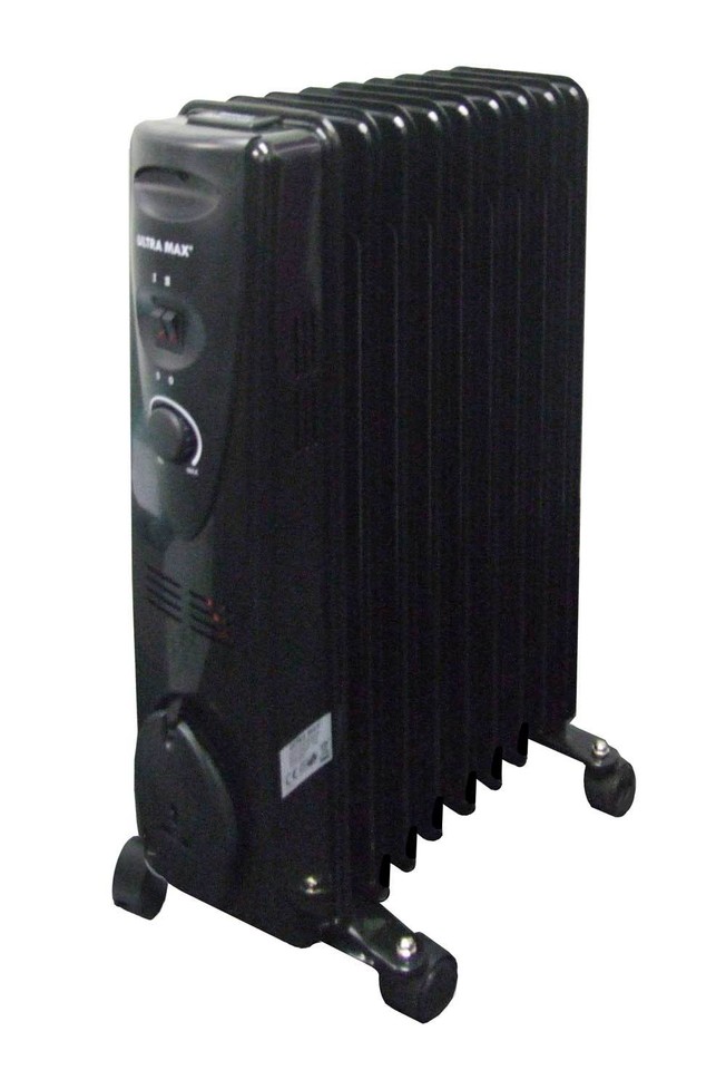 Ultramax 2KW 9 Fin Oil Filled Radiator With Anti-tilt safety cut-out ...