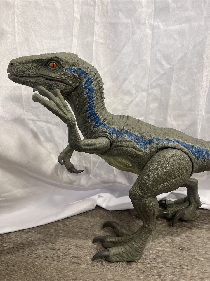 Jurassic World Super Colossal Velociraptor Raptor Blue Action Figure ...