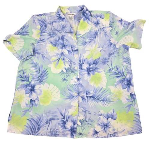 Alfred Dunner Blouse Womens Size 20 Hawaiian Button Up Tropical ...