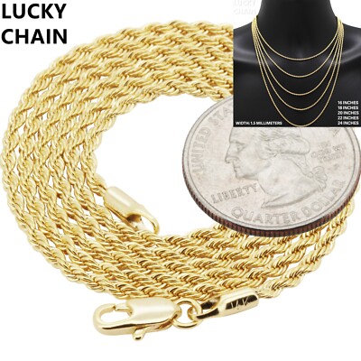 16''18''20''22''24''14K GOLD FILLED ROPE CHAIN NECKLACE 1.5mm 6g-10g H3 ...