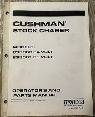 Cushman Stock Chaser Model 898360 898361 Operator & Parts Manual | eBay