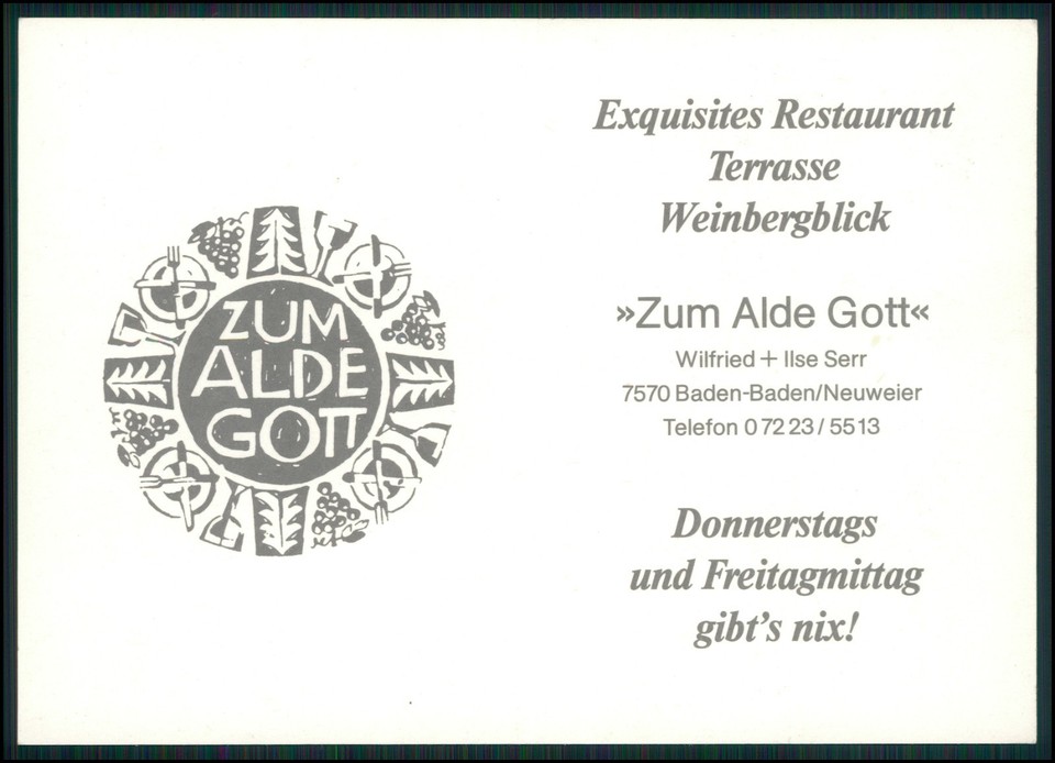 Foto AK - Baden-Baden Neuweier -Restaurant Zum Alde Gott Terrasse ...