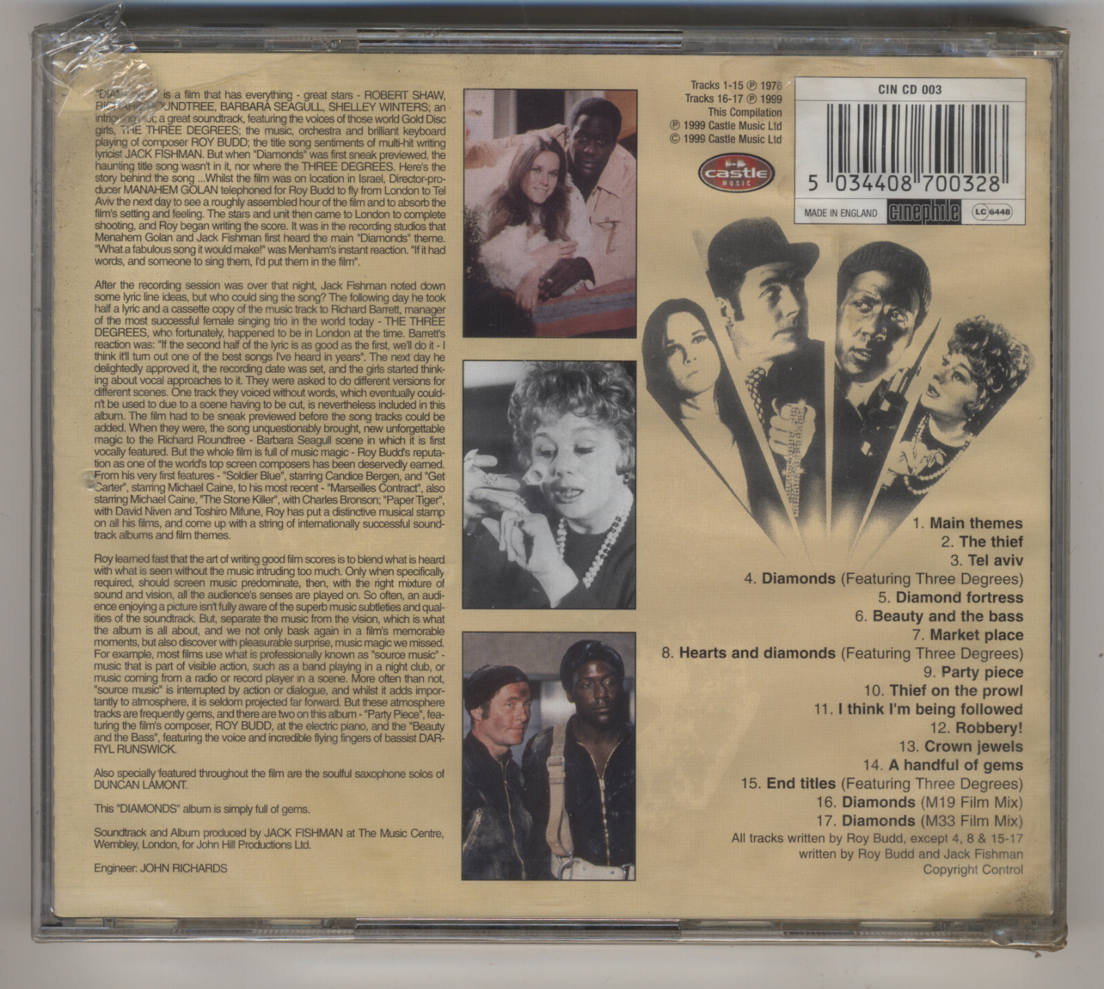 Diamonds: Original Motion Picture Soundtrack by Roy Budd - New Sealed ...