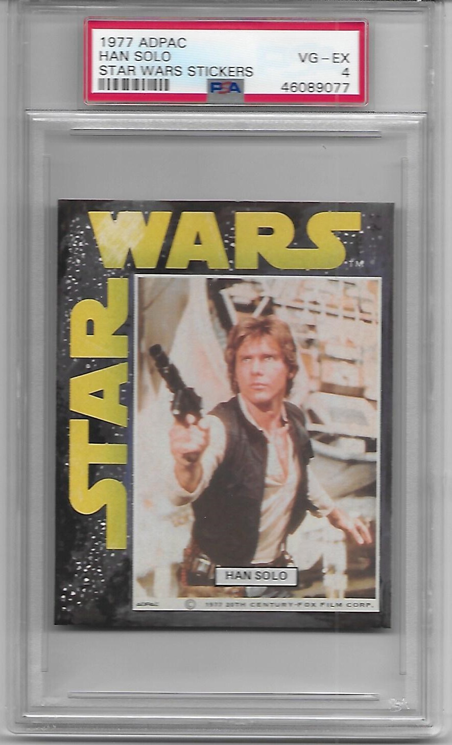 1977 Star Wars General Mills ADPAC HAN SOLO sticker PSA 4 | eBay
