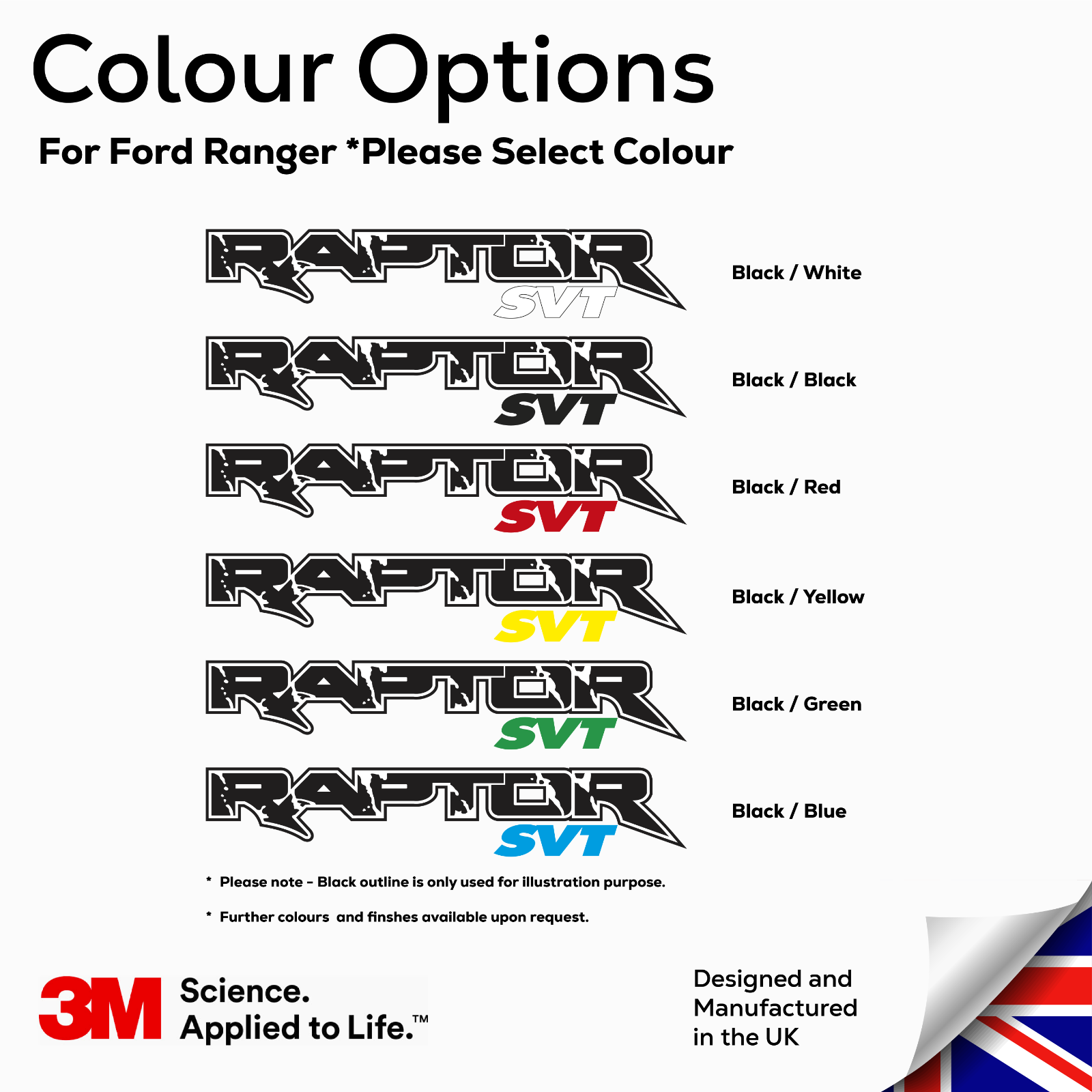 Ford Ranger Raptor SVT Decal Sticker Kit x2 3m 75cm (2019-Present ...