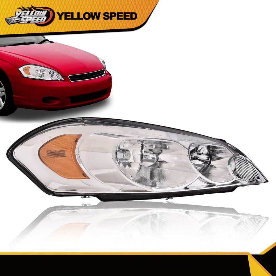 Chrome Housing Amber Headlight Fit For 2006-2016 Chevrolet Impala ...