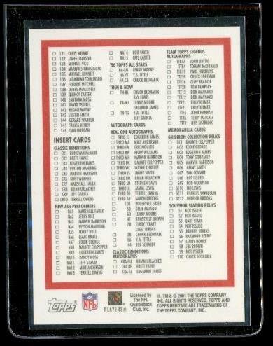 Vintage 2001 TOPPS HERITAGE Football Trading Card CHECKLIST | eBay