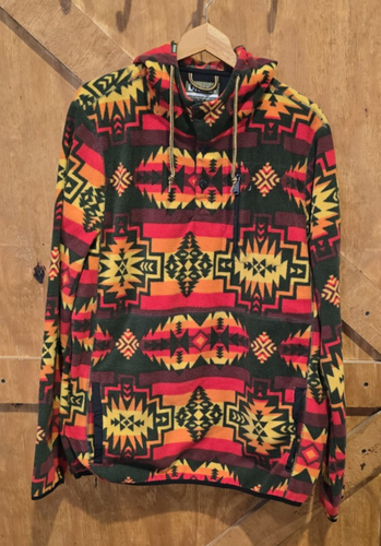 DRAVUS Fleece 1/4 Snap Hoodie Mens XL Southwestern Aztec Print Tribal ...