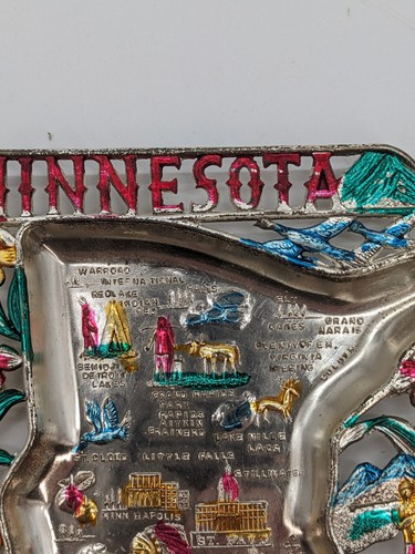 Vintage Metal Souvenir Ashtray Minnesota Trinket Tray MCM Made In Japan ...