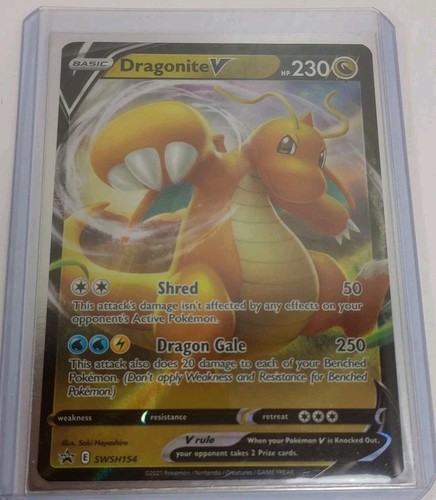 Pokemon TCG Dragonite V SWSH154 Holographic Black Star Promo Card 2021 ...