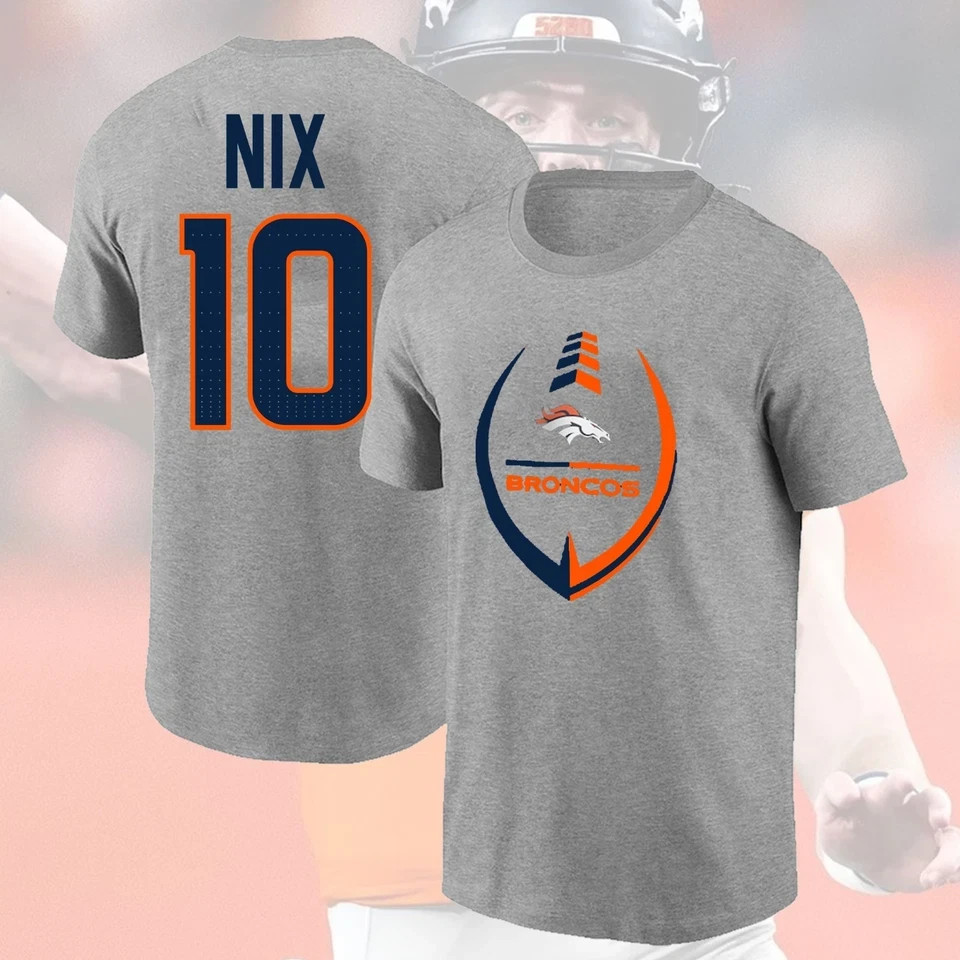 US STOCK! Bo Nix #10 Broncos 2025 Fastship Player Name & Number T shirt ...