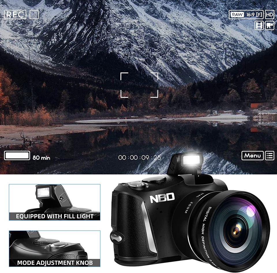 NBD Digital Camera 4K Ultra HD 48MP 16X with Wide Angle & Macro Len For ...