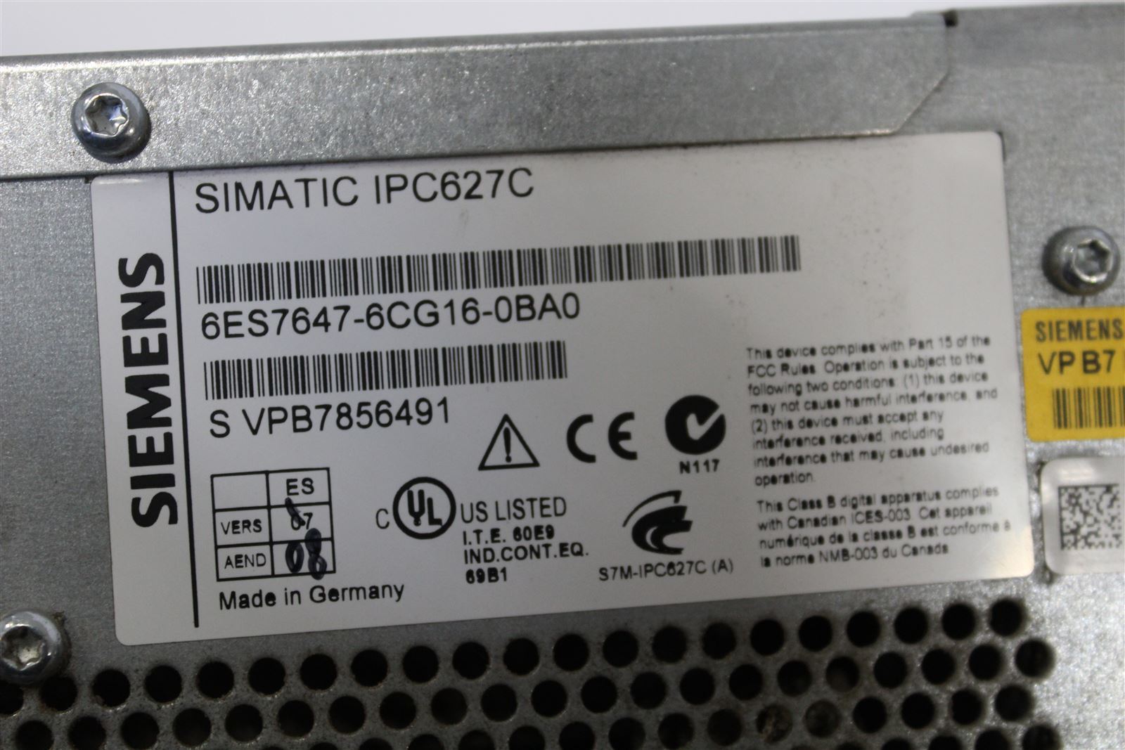 Siemens Simatic IPC627C 6ES7647-6CG16-0BA0 Box PC 6ES76476CG160BA0 for ...