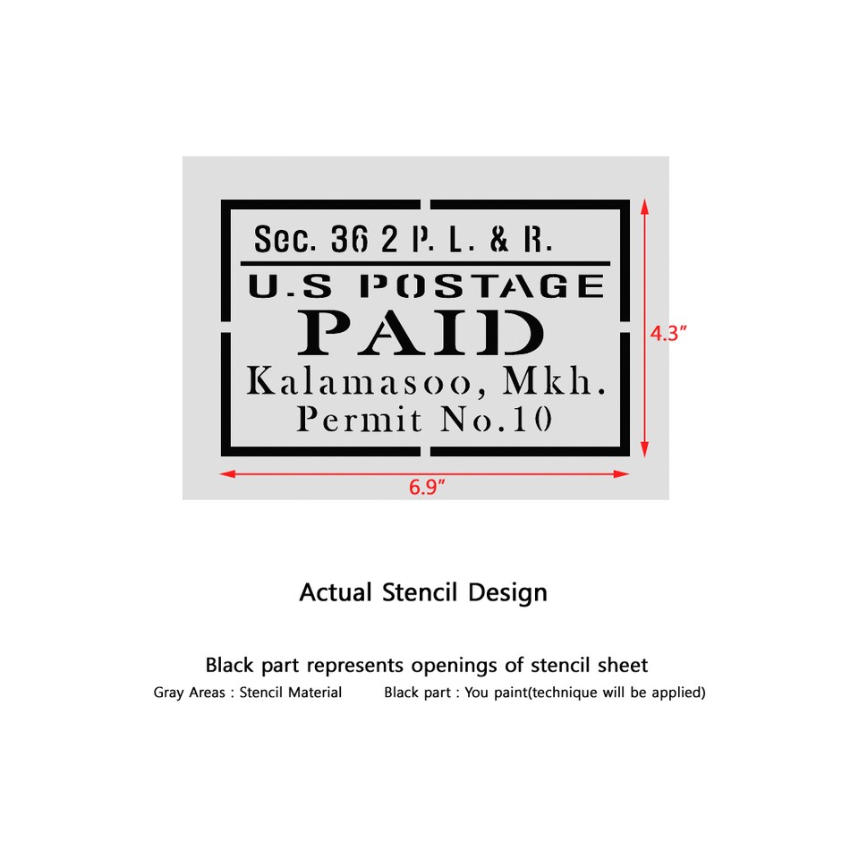 US Postage Paid Stencil Reusable Template for Crafting Canvas DIY decor ...