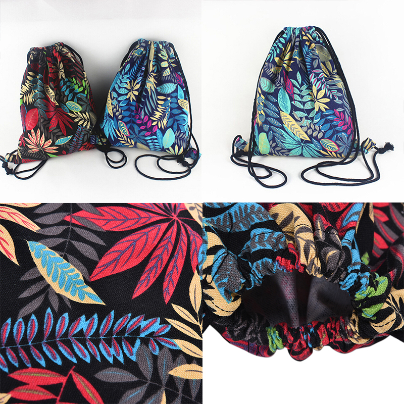 Gym Drawstring Backpack Canvas Draw String Bucket Bag PE Travel ...