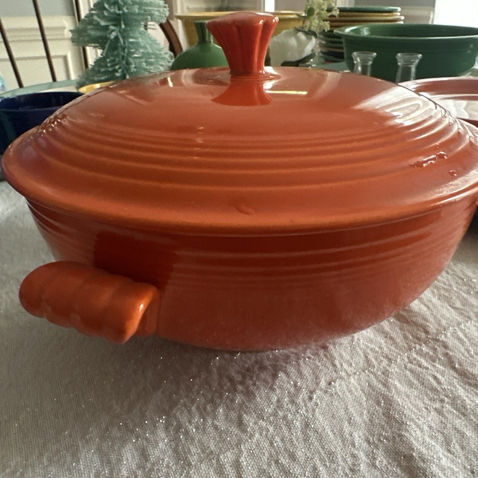 Fiestaware Vintage Radioactive Red Covered Casserole Dish Orange | eBay