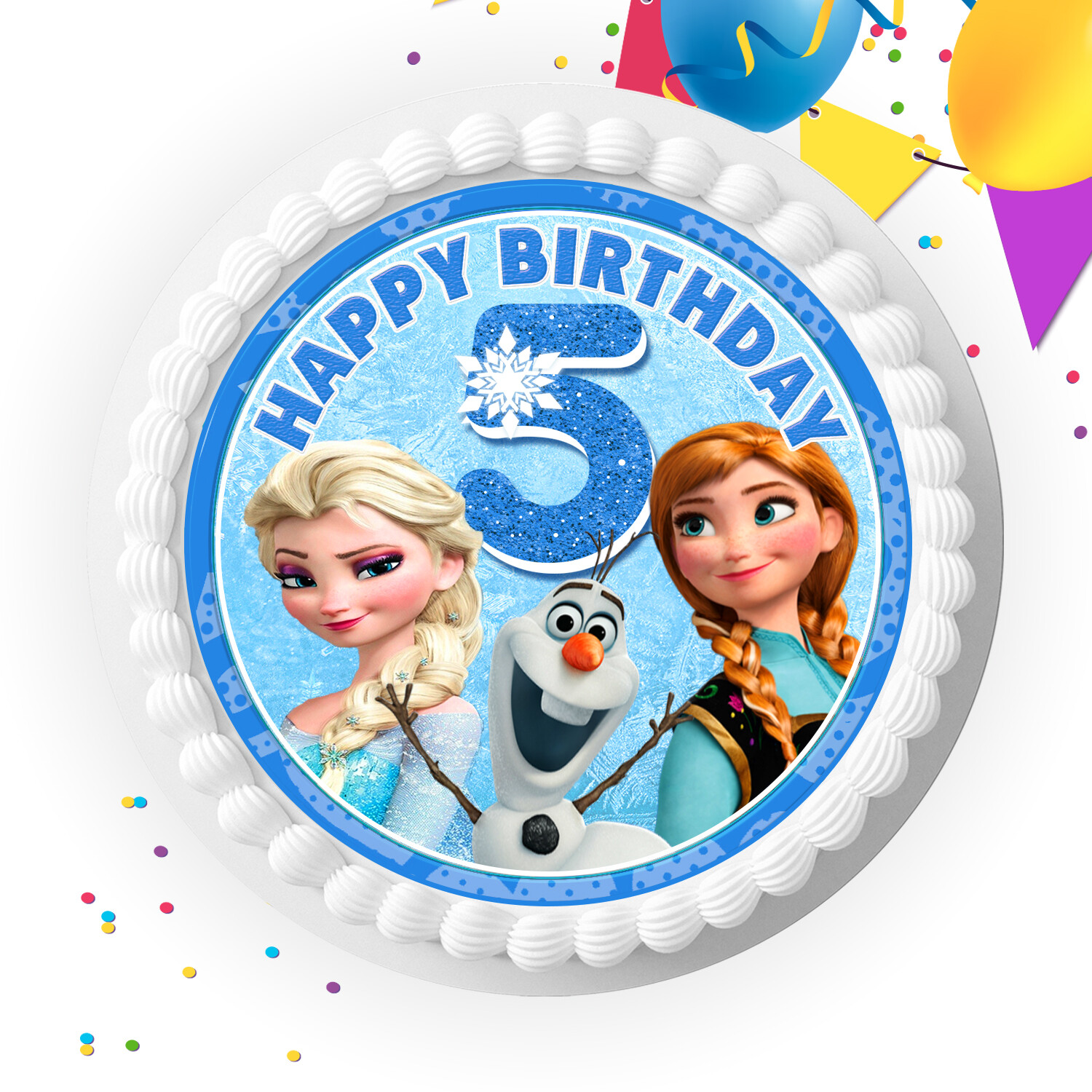 FROZEN ELSA & ANNA HAPPY 5TH BIRTHDAY PARTY CAKE TOPPER & CUPCAKES ...