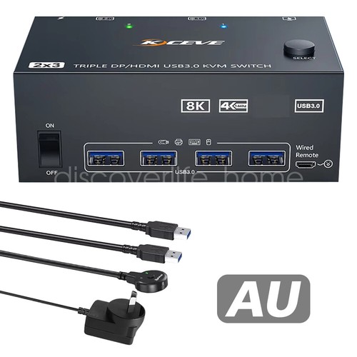 8K KVM Switch 3 Monitors 2 Computers Displayport DP HDMI 4K@144Hz KVM ...