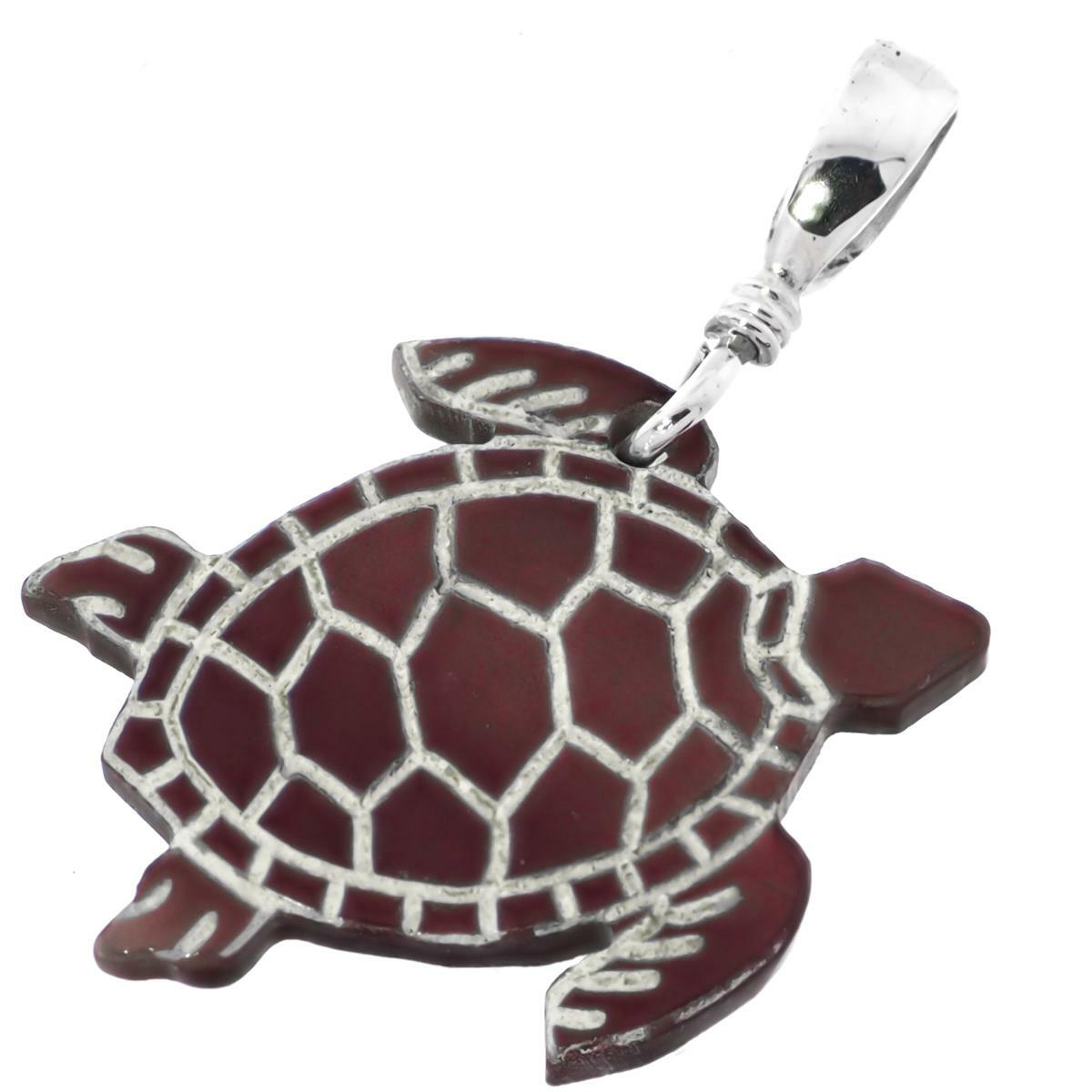 925 Sterling Silver Adorable Turtle Pen Shell Sterling Pendant, 1 1/4 ...