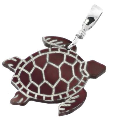 925 Sterling Silver Adorable Turtle Pen Shell Sterling Pendant, 1 1/4 ...