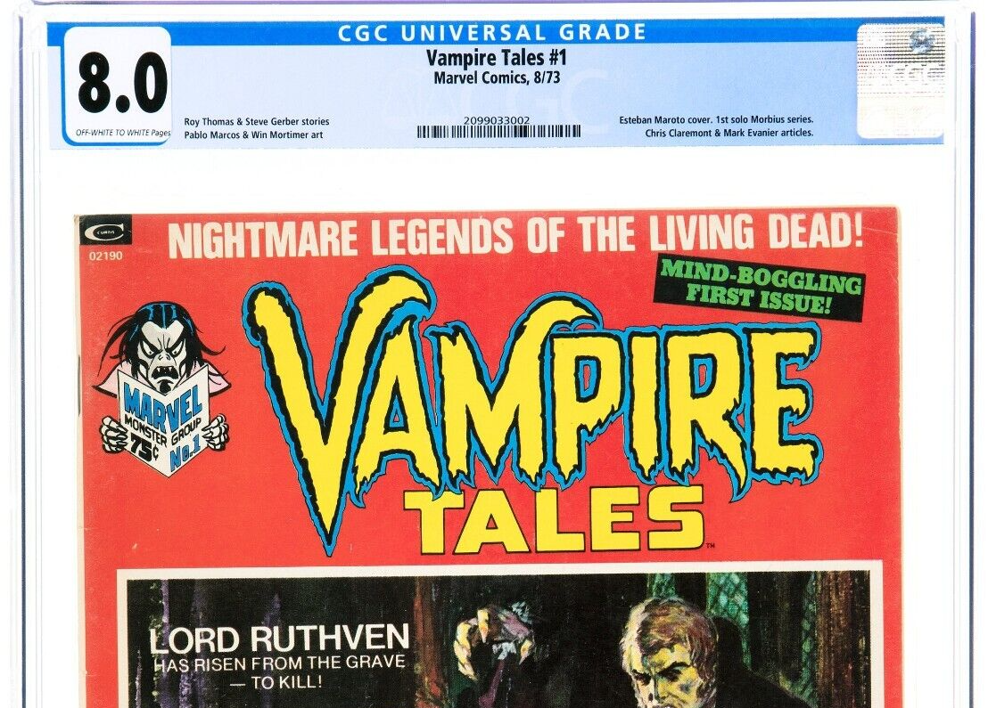 🔥 VAMPIRE TALES #1 CGC VF+ 8.0 1973 MARVEL COMICS 1ST SOLO MORBIUS ...