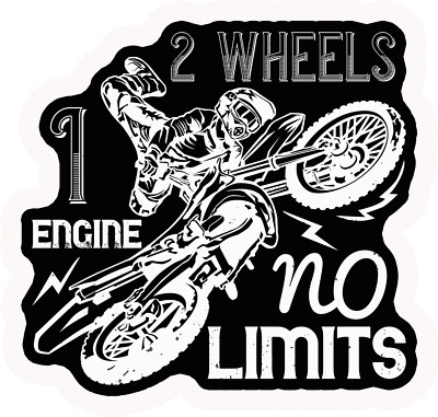 2 x Dirt Bike 2 Wheels 1 Engine No Limits - Novelty Car Funny Sticker ...