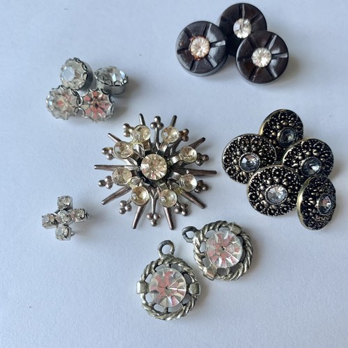 Vintage Rhinestone Buttons Faux Diamond 16 Pc lot mixed Sizes Art deco ...