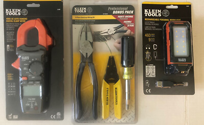 5 Klein Tools:CL220 Digital Clamp Meter Worklight Side Cut Pliers Wire ...