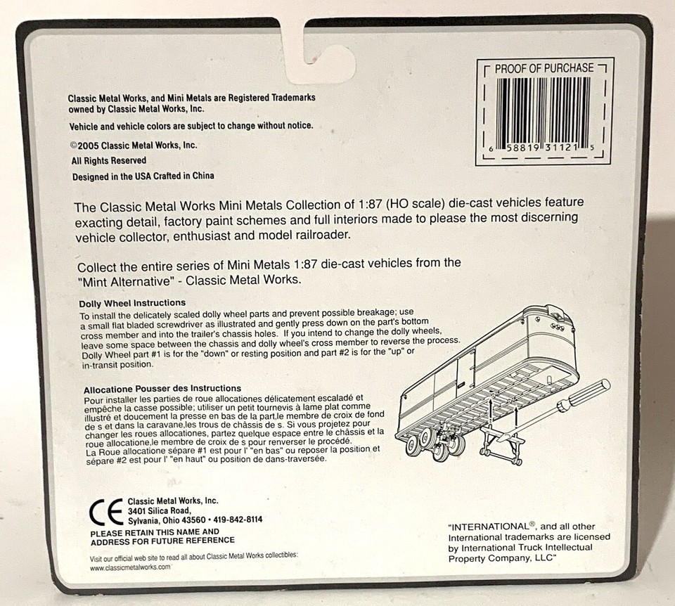 Classic Metal Works Mini Metals #31121 IH R100 Tractor 39' Aero-Van ...