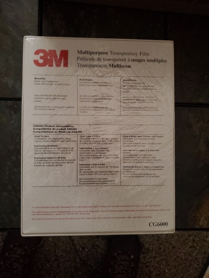 3M Multipurpose Transparency Film 65 Sheets 8.5" x 11" CG6000 NEW ...