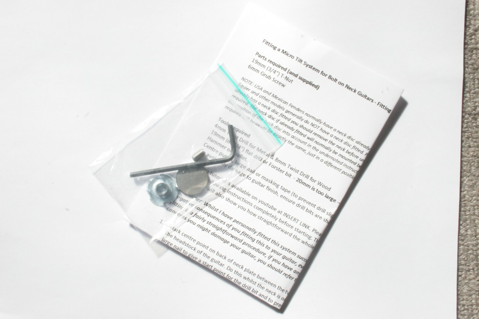 Guitar Micro Tilt Neck Angle Adjustment Kit | Grelly UK