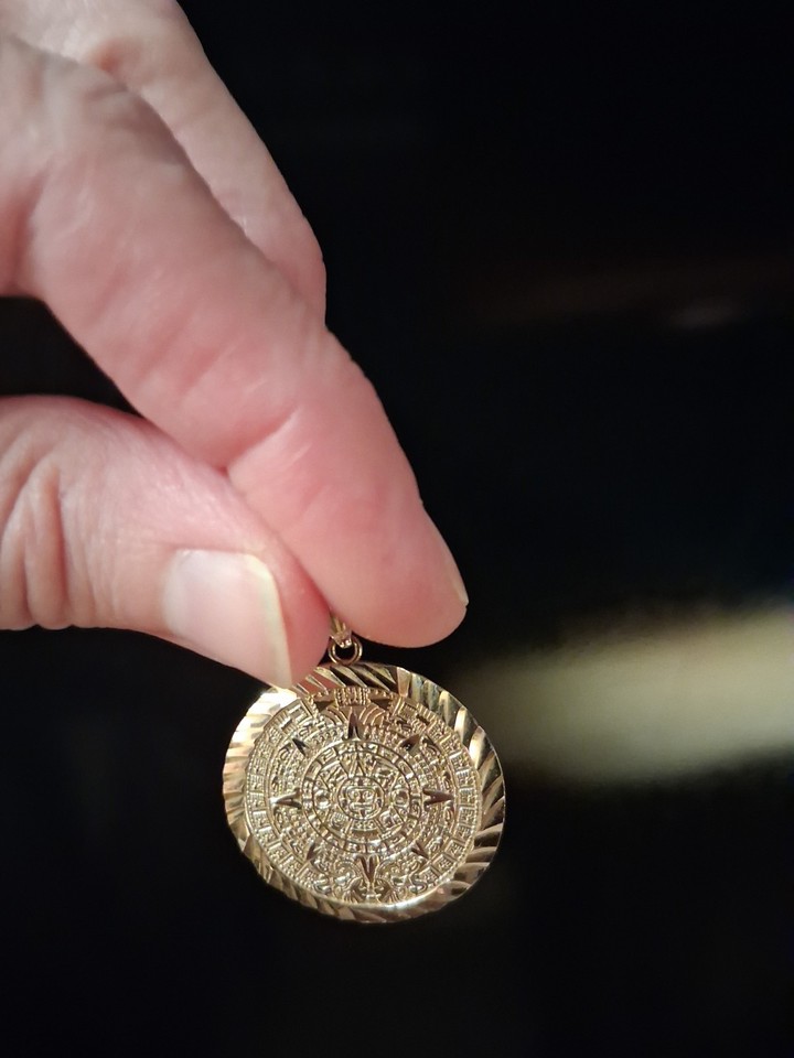 Ethnic Mayan Compass Pendant, Ancient Tribal 14k Yellow Gold , Aztec ...