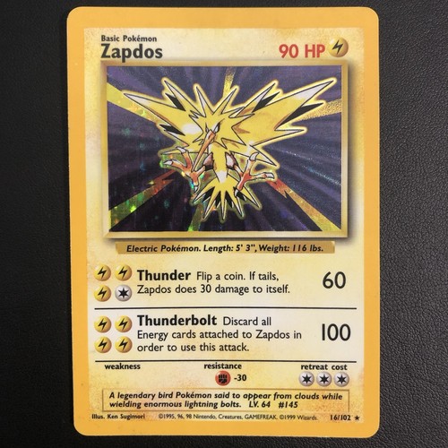 Pokemon TCG - Zapdos 16/102 Holo Base Set | eBay