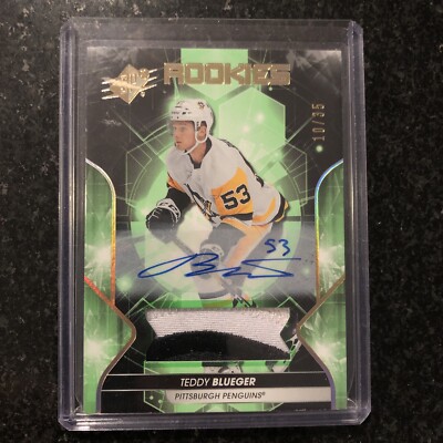 2019-20 UD SPX Teddy Blueger AUTO PATCH Rookie /35 RPA Rare | eBay