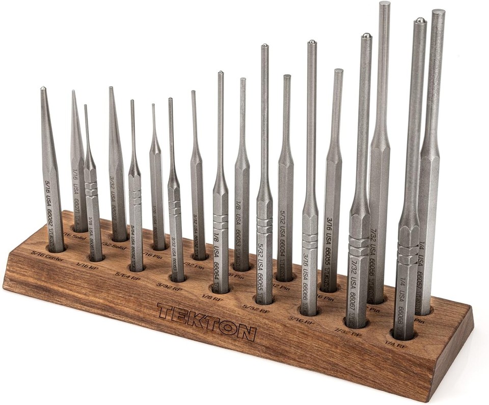 Premium Gunsmith Punch Set with Walnut Block - 18 Piece Precision Steel ...