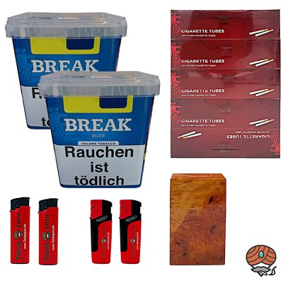 Break Blue/Blau Volumentabak Giga Box 2x 195g, 1000 Hülsen, Zubehör ...