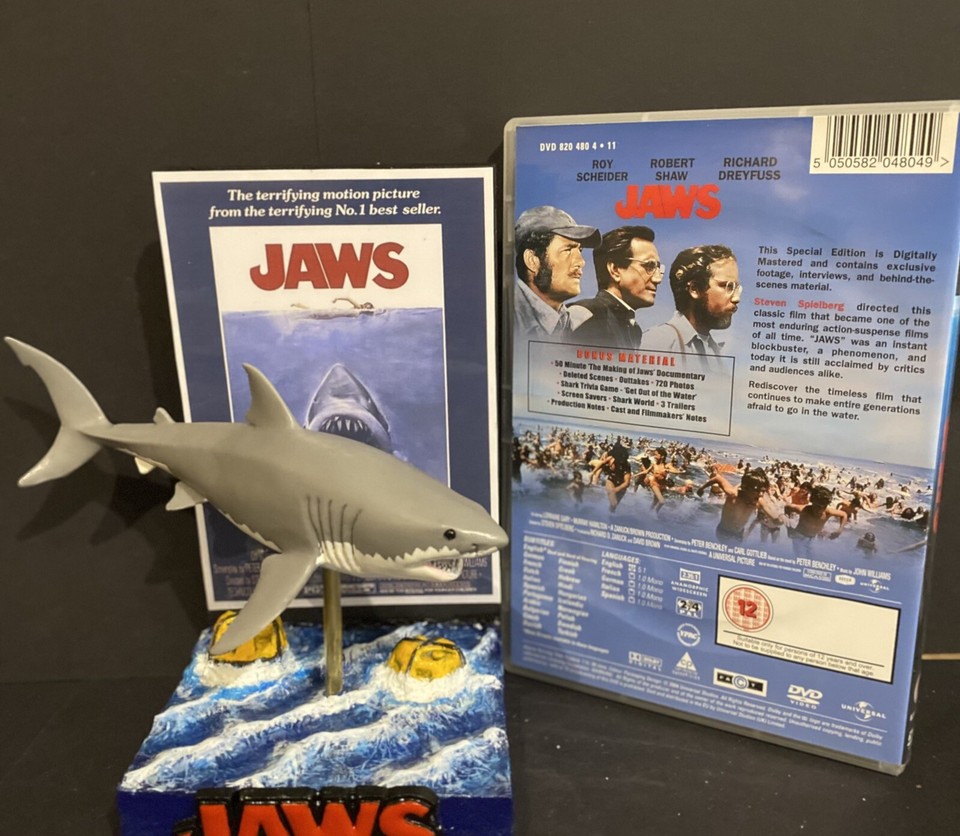 JAWS , Shark On Stand with Barrels , Custom prop & DVD | eBay