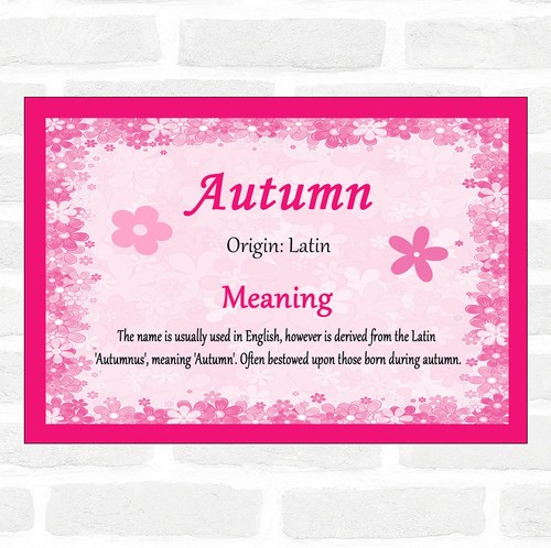 Autumn Name Meaning Pink Certificate | eBay
